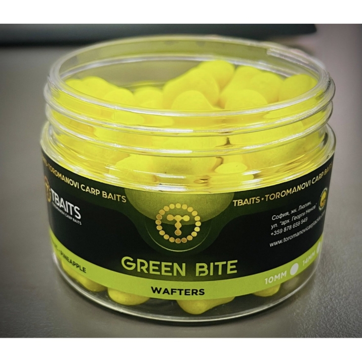 Топчета за стръв T-BAITS GREEN BITE Dumbell Wafters 10/14mm | Риболовен ...